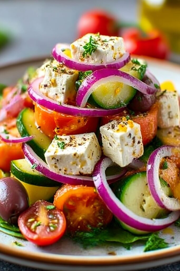 Greek Feta Salad Tower